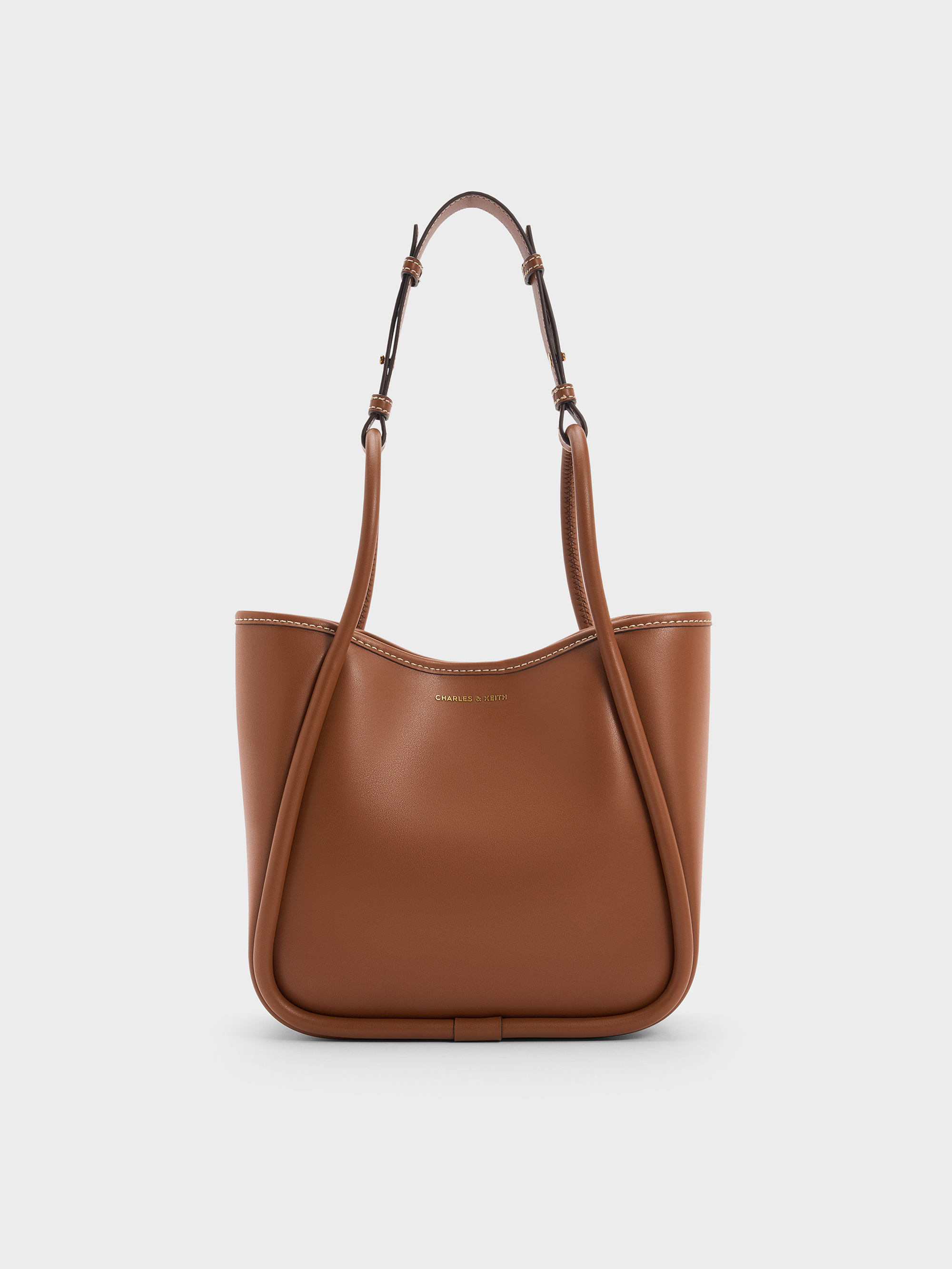 Chocolate Mini Lyla Tubular Tote Bag - CHARLES & KEITH UK