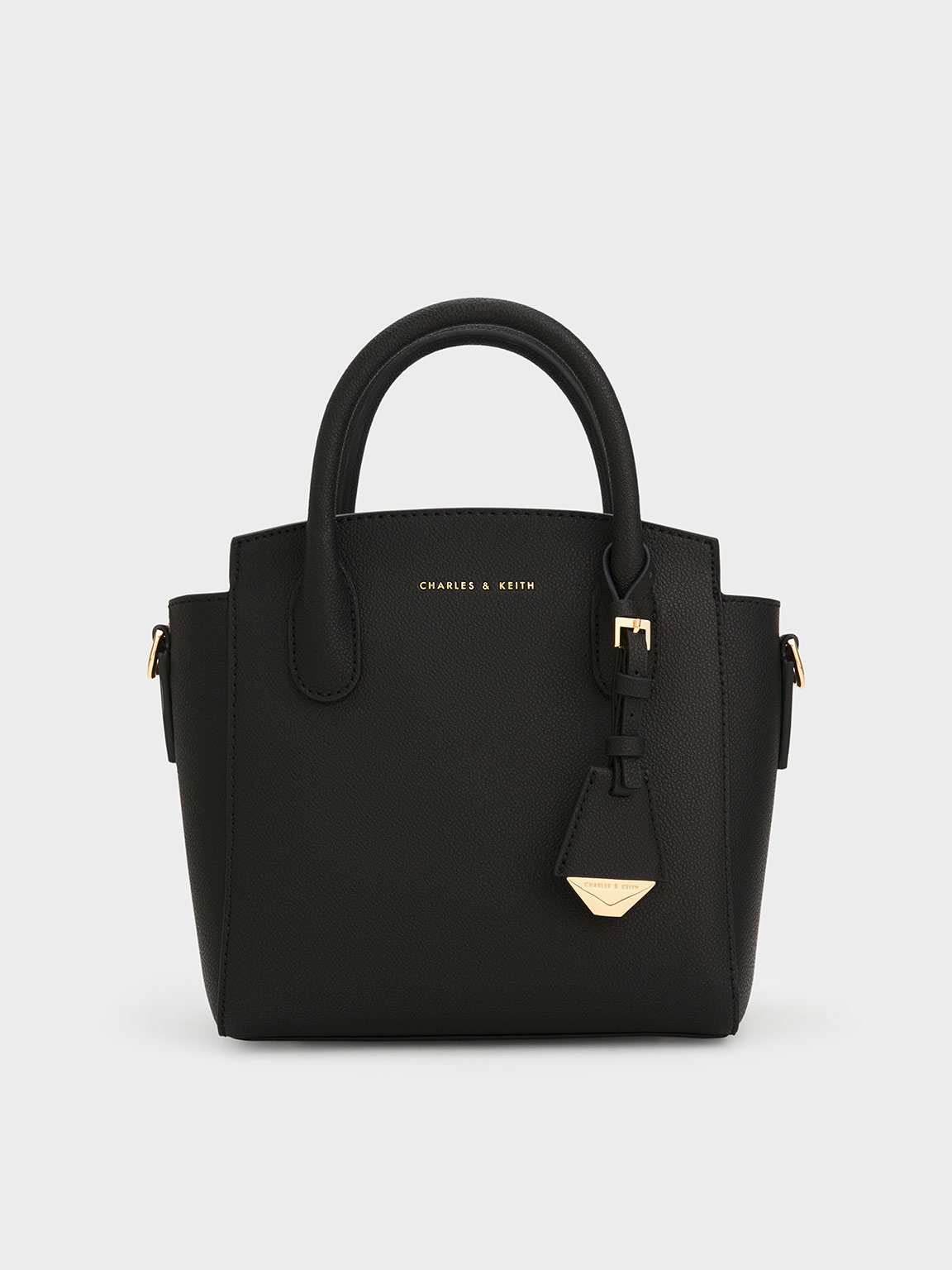 Black Harper Structured Top Handle Bag - CHARLES & KEITH UK