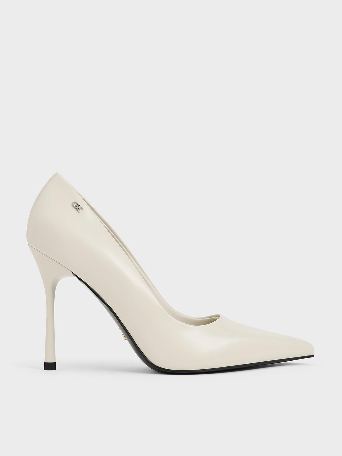 Chalk Kyra Leather Pointed-Toe Pumps - CHARLES & KEITH UK
