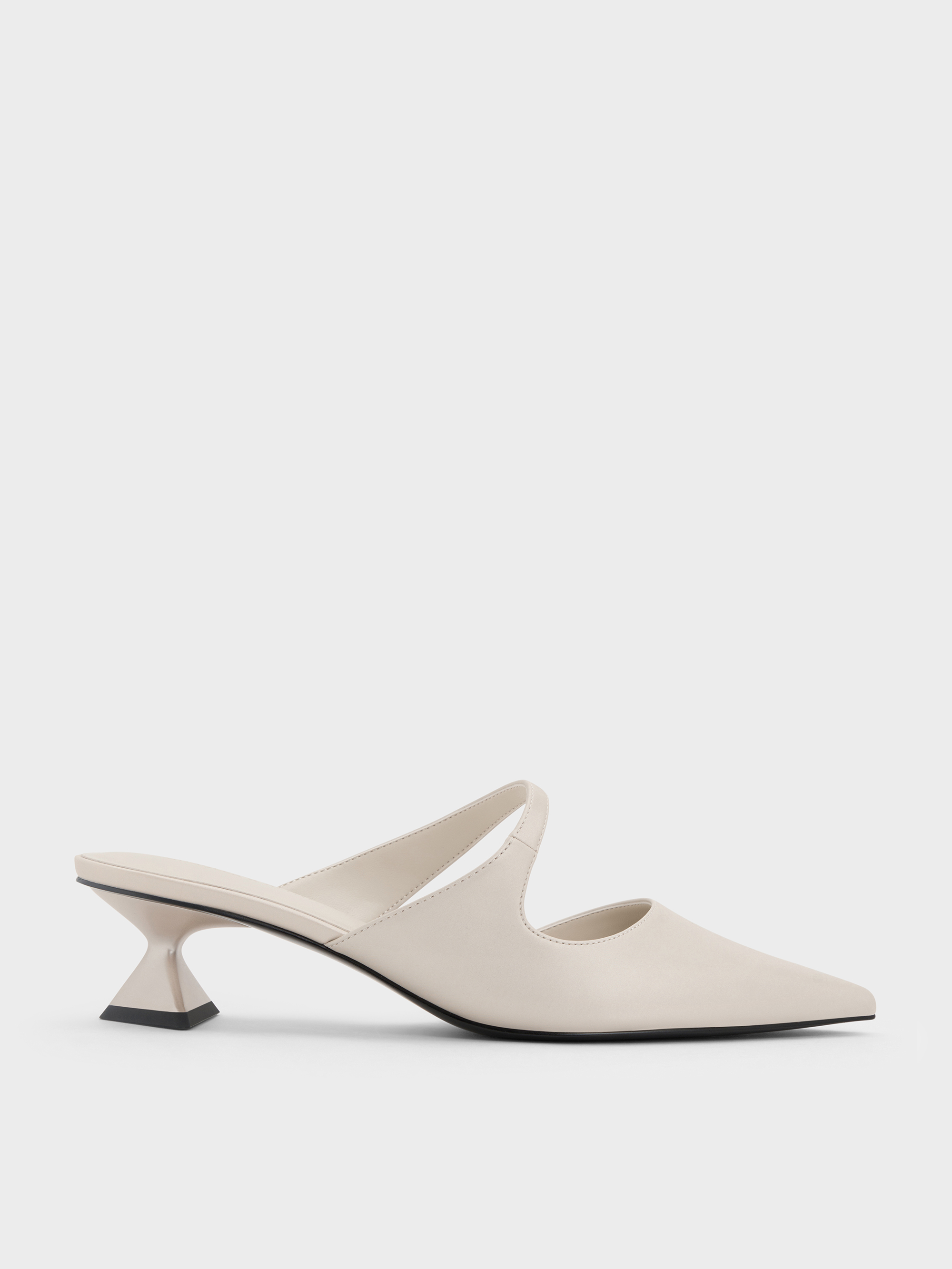 White Vada Asymmetric Sculptural Heel Pumps - CHARLES & KEITH UK
