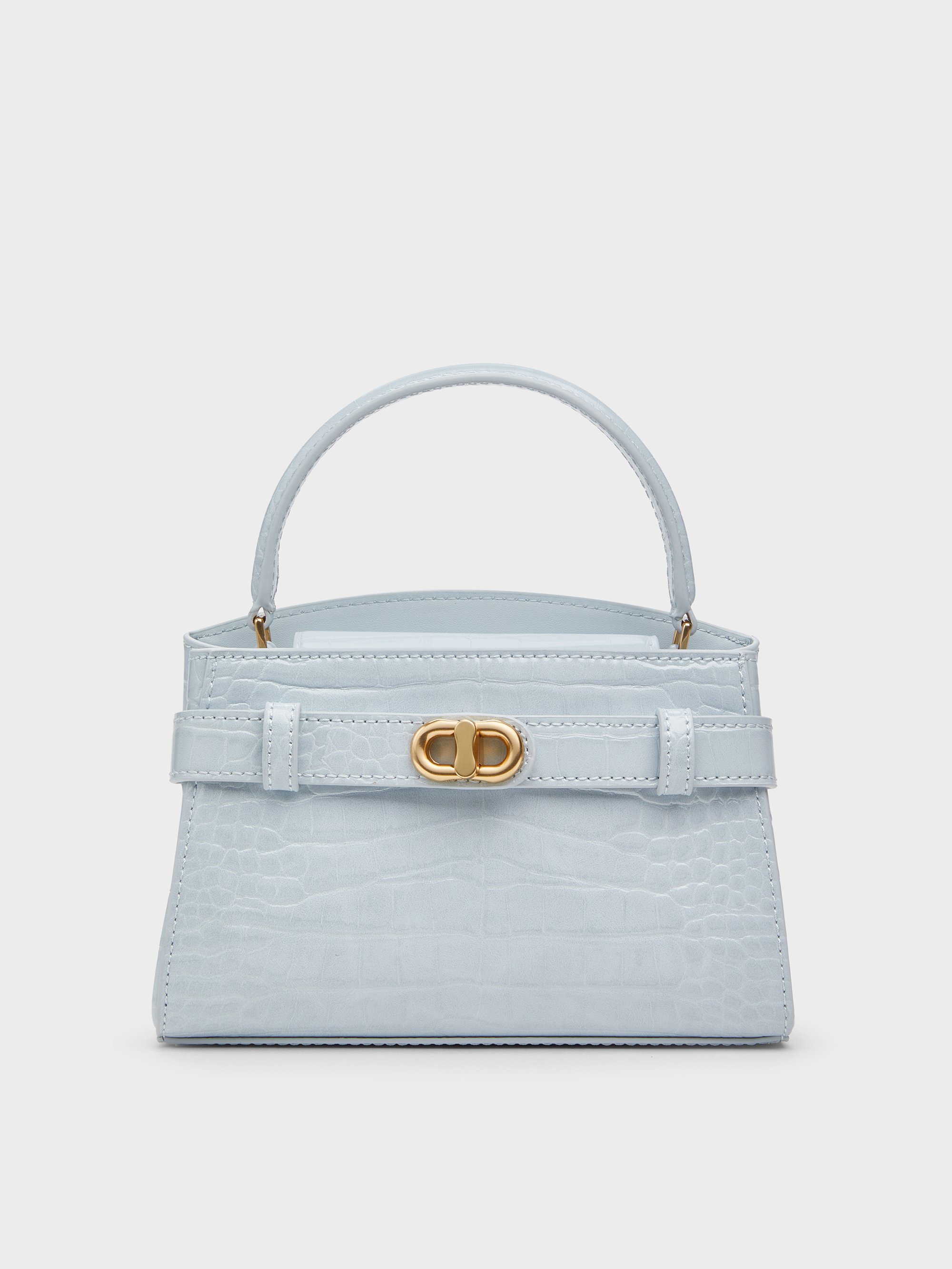 Sea Salt Blue Aubrielle Croc-Effect Top Handle Bag - CHARLES & KEITH UK