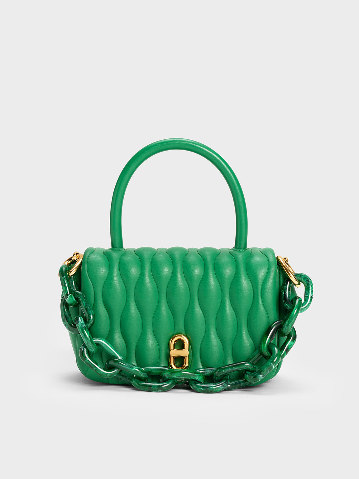 Charles & Keith Iva Boxy Top Handle Bag In Green | ModeSens