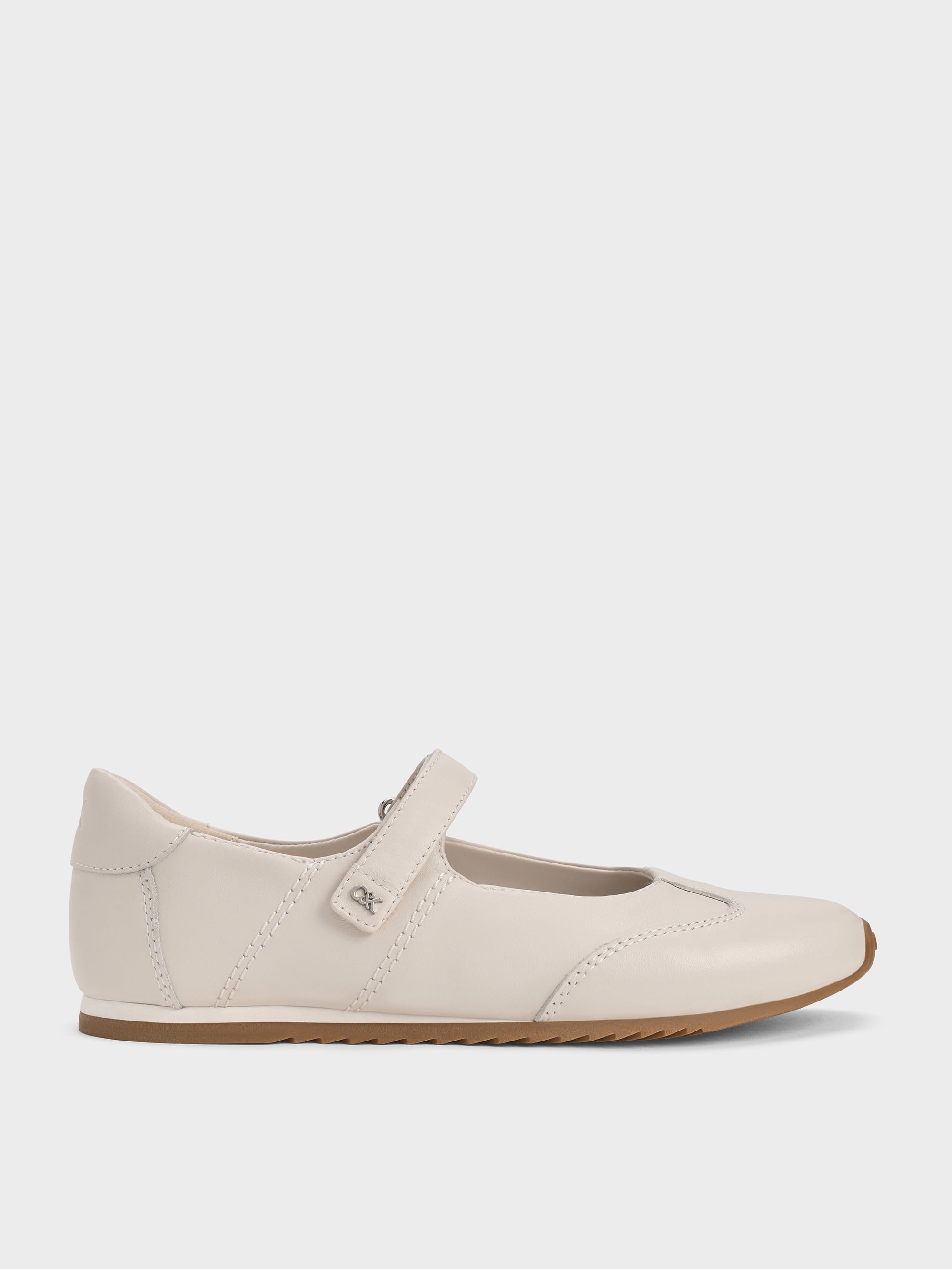 Chalk Jace Leather Mary Jane Sneakers - CHARLES & KEITH UK